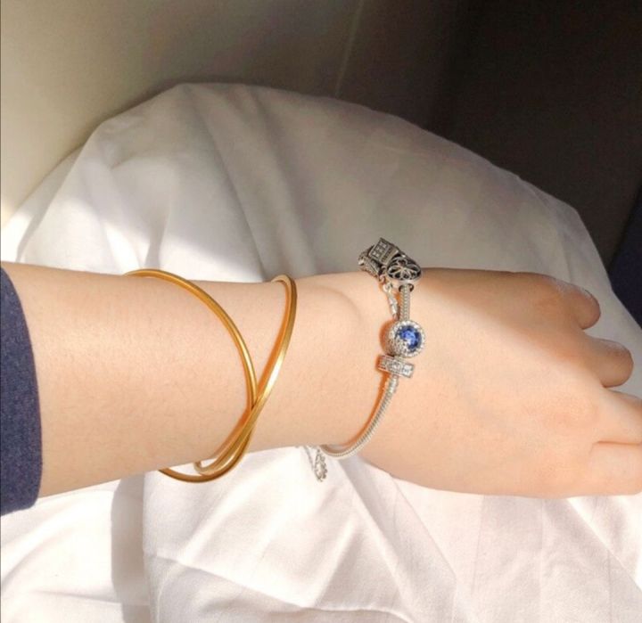 24K GOLD PLATED STAINLESS STEEL BANGLES WOMTNCHANGE COLOR EASILY GELANG ...