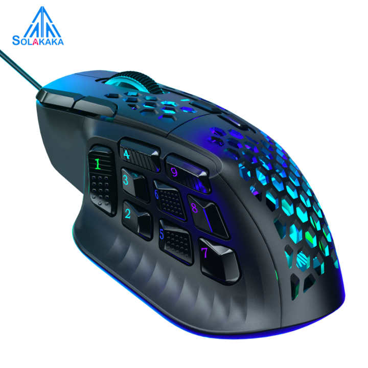 SOLAKAKA SM809 Wired Gaming Mouse Side Buttons 22800 DPI 16 ...