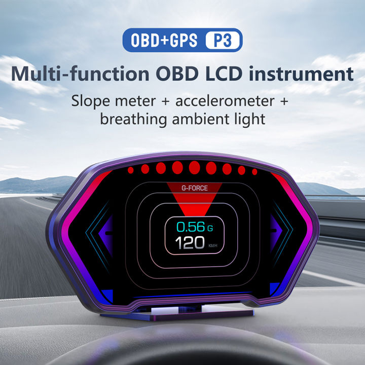 Universal Smart Gauge 6Inch Display OBD2+GPS+Slope meter+Speedometer HUD P3 Head Up Display ...