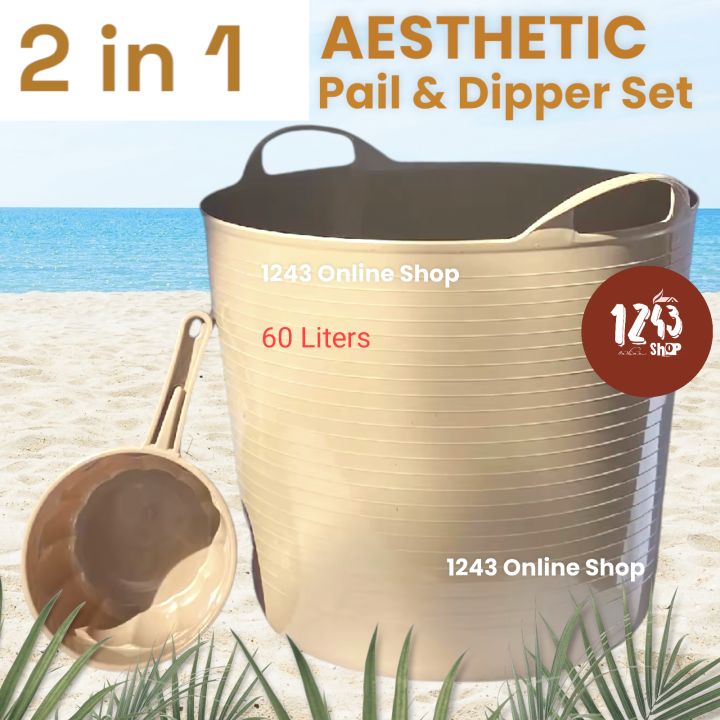 2 in 1 Aesthetic Pail & Dipper Set Timba Tabo Set | Lazada PH