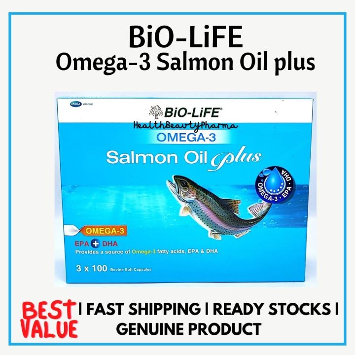 BiO-LiFE Omega-3 Salmon Oil plus 3 x 100 bovine soft capsules (For ...