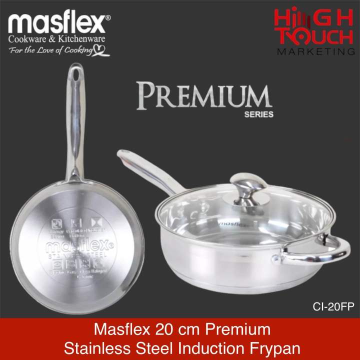 Masflex 20 cm Premium Stainless Steel Induction Frypan With Tempered ...