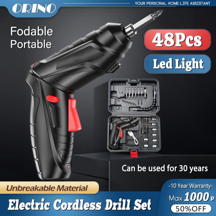 48PCS Cordless Electric Screwdriver Drill Multifunctional Portable ...
