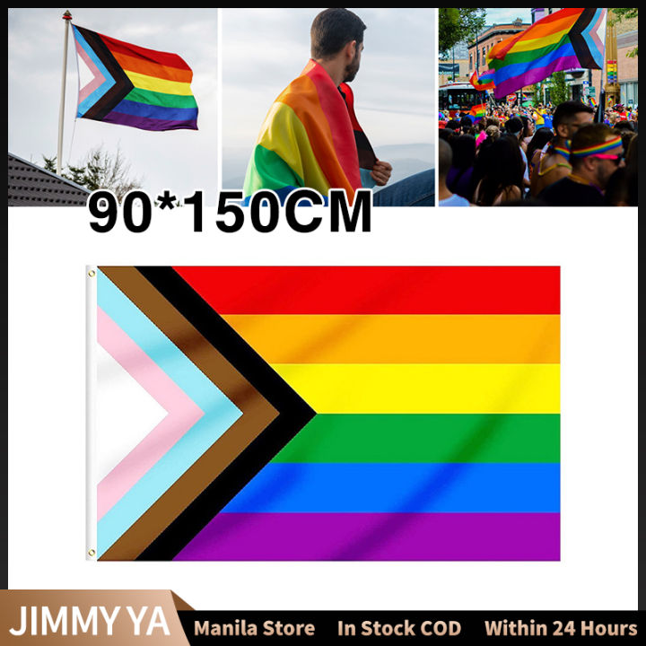 Rainbow Flag LGBT Flag UV Fade Resistant Rainbow Progress Pride Flag 90x150cm | Lazada PH