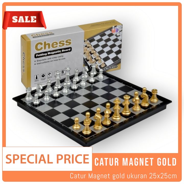 Catur Magnet Gold Premium Folding Chess Magnetik Gold dan Silver ...