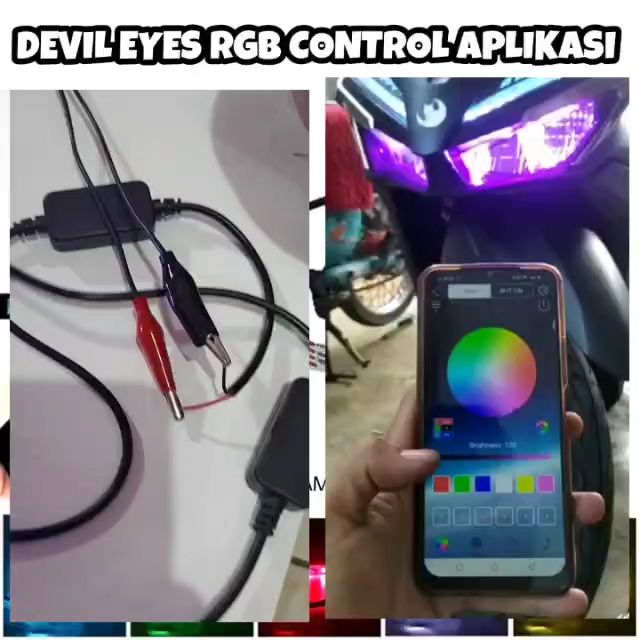 DE Lampu Demon Devil eyes RGB PROJIE Motor Mobil Universal Koneksi Hp ...