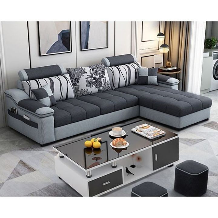 sofa ruang tamu minimalis dengan meja HPL dan 2 kursi kecil | Lazada ...