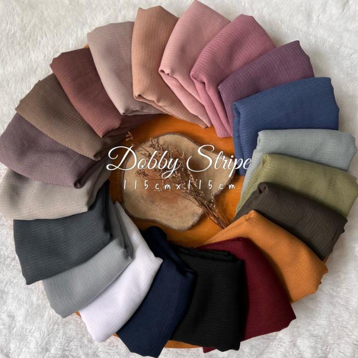 {PINGGIRAN RENDA} AKIRA DOBBY HIJAB POLOS DOBBY STRIPE SEGIEMPAT ...