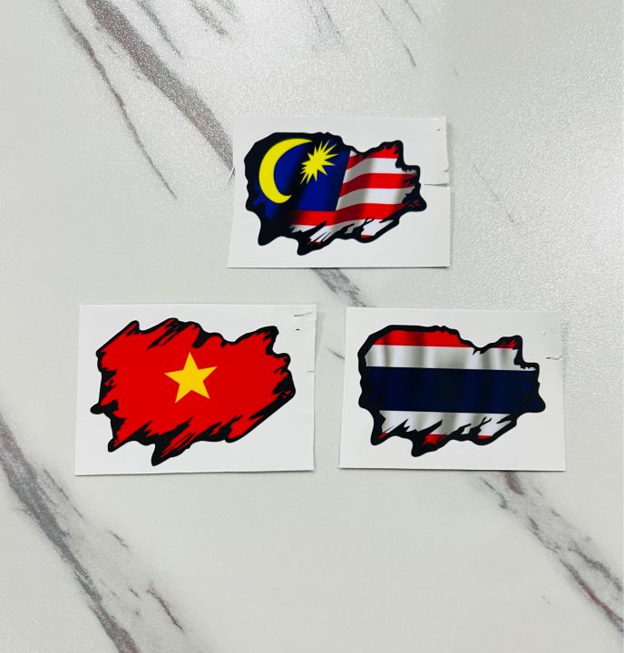Sticker Inkjet - Flag Bendera Negara Sticker Vietnam Malaysia Thailand ...
