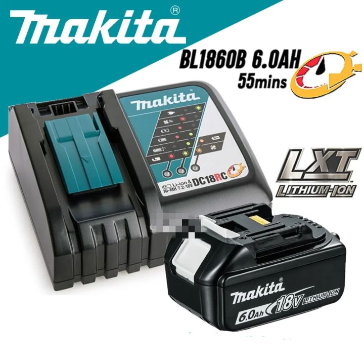 Genuine Makita DC18RC Fast Charger and BL1860B 6.0Ah Li-ion Battery and Charger 18V LXT Set (-JD ...