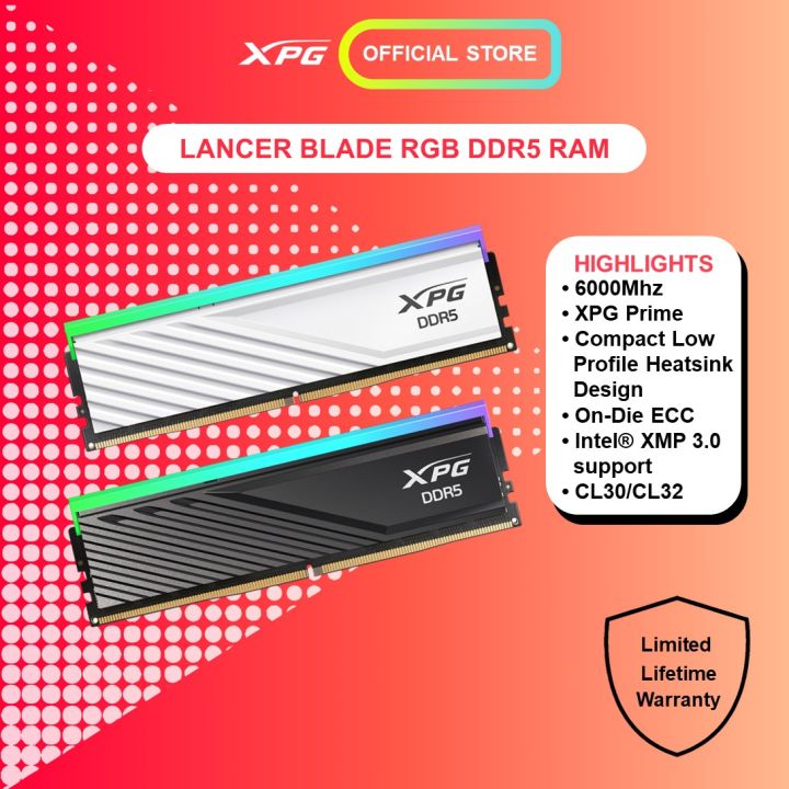 ADATA RAM DDR5 LANCER BLADE RGB 6000MHZ (XPG) BLACK/WHITE - 16GB/32GB ...