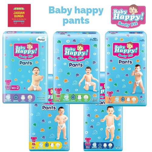 BABY HAPPY PANTS S38+/M34/L30/XL26/XXL24 TIPE CELANA, PEMPERS PEMPES DIAPERS POPOK HARGA GROSIR ...