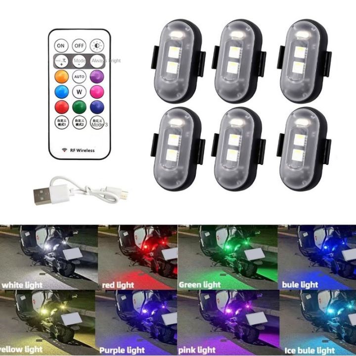RGB Led Aircraft Strobe Light Remote Wireless Motorcycle Flash Light Warning Lights for Aircraft ...