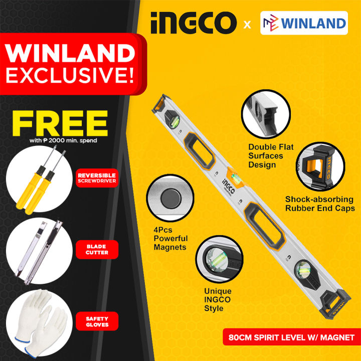 INGCO by Winland Spirit Level w/ Powerful Magnets 80 cm HSL38080M Level ...