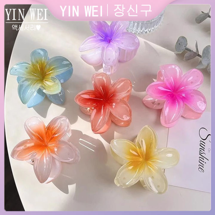 YIN WEI กิ๊บติดผมดอกไม้สีแฟชั่นใหม่2024สำหรับผู้หญิงปิ่นประดับผมจานที่ ...