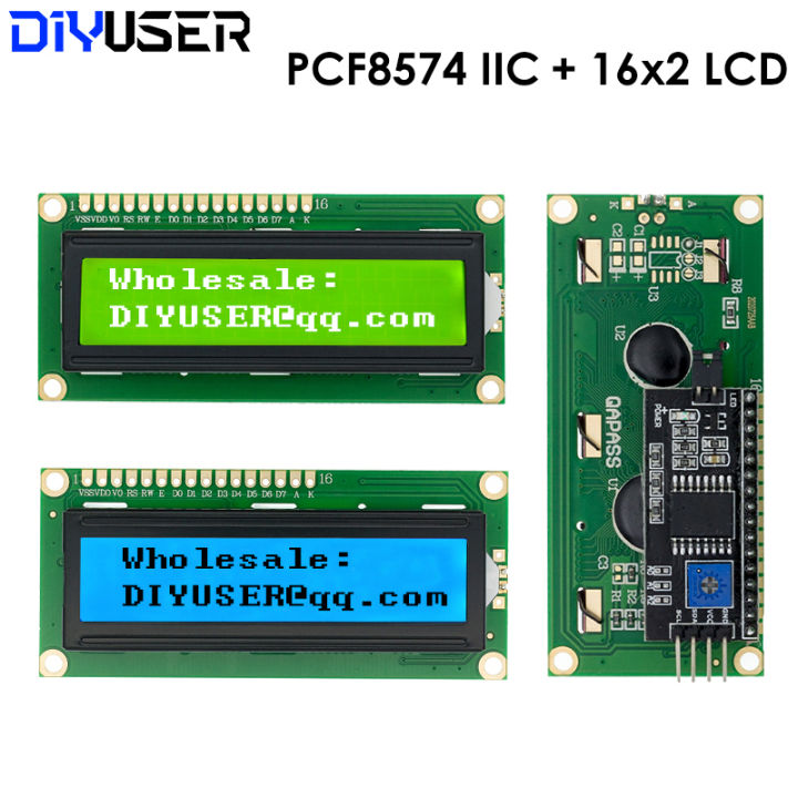 LCD1602 1602 LCD Module Blue / Yellow Green Screen 16x2 Character LCD Display PCF8574T PCF8574 ...
