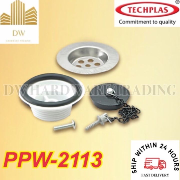 🔥Ready Stock🔥TECHPLAS Kitchen Sink Waste c/w Plug&Plastic Chain 40mm(1 ...