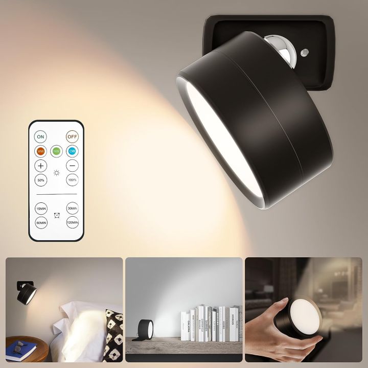 Magnetic LED Wall Light Rechargeable Reading Lights 360° Rotation Touch ...