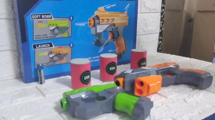 NERF GUN TOY SOFT BULLET GUN 2 PIECES WITH TARGET TOY GUN FOR KIDS AND ...