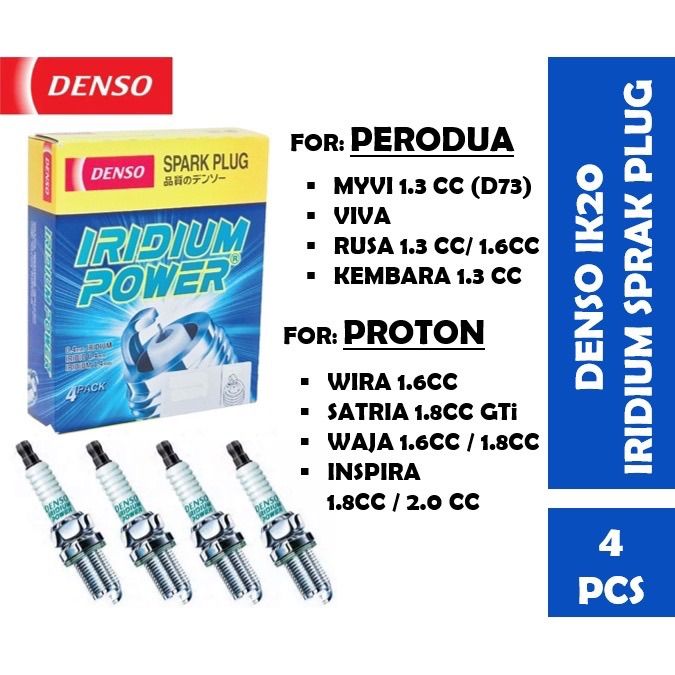 【100% ORIGINAL】DENSO Iridium Power IK20 Spark Plug For Perodua Myvi Old ...