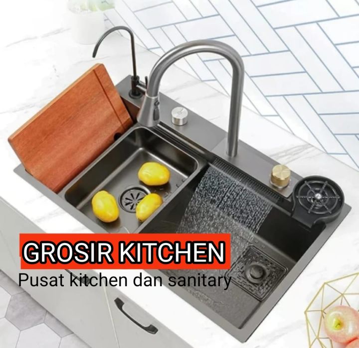 Kitchen sink hitam 7545 luxury / Modern sink black model ICHSAN ...