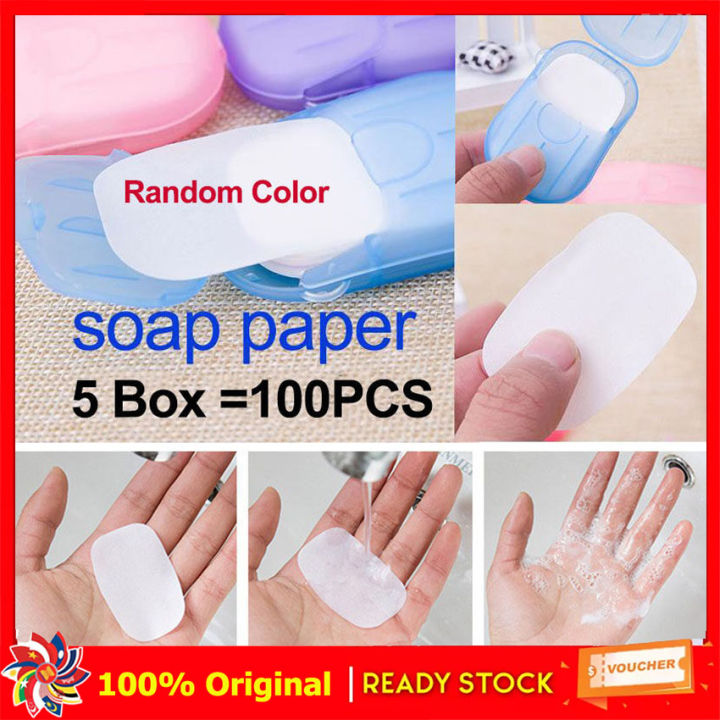5 Boxes Set(100pcs) Outdoor Travel Soap Paper Box Washing Hand Bath ...