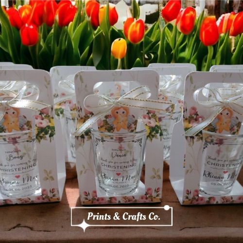 Shot Glass Souvenirs with Handle Bag for Wedding Baptism Birthdays Baby ...