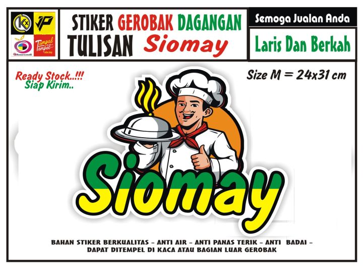 STIKER KACA GEROBAK TULISAN SIOMAY FULL COLOUR /NAMA TOKO/NAAMA USAHA ...