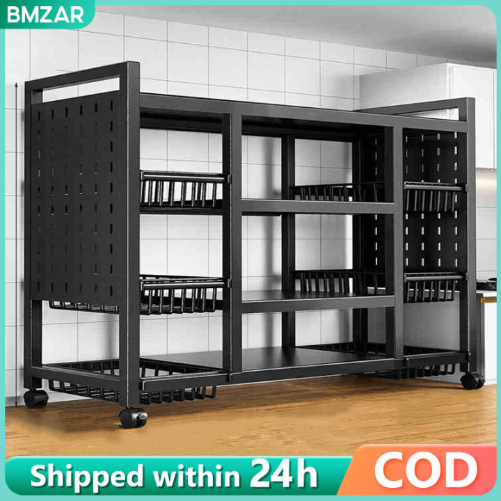 Kitchen rack Kitchen organizer Rack with Wheels Metal rack microwave ...