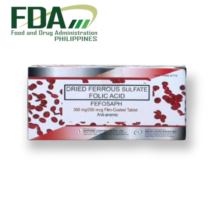 FEFOSAPH Ferrous sulfate +Folic acid 300mg | Lazada PH