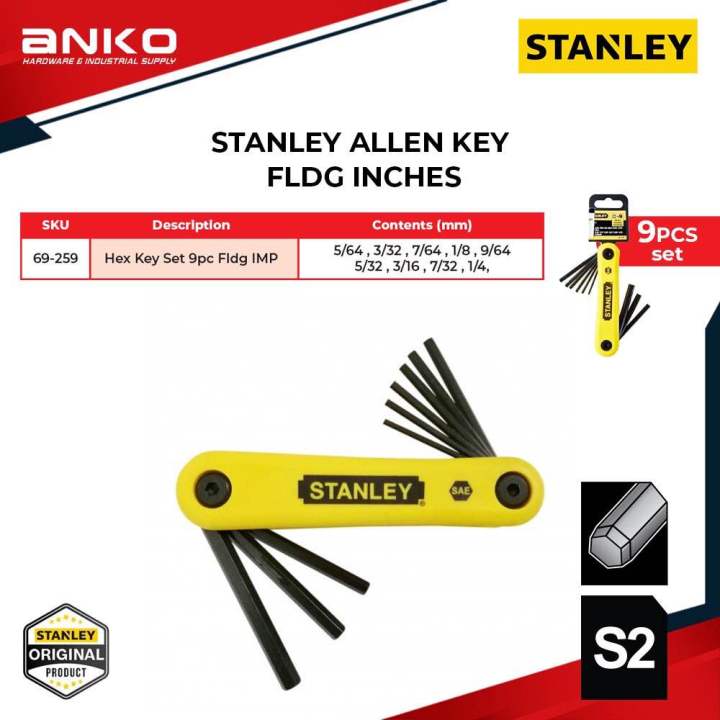 STANLEY ALLEN KEY SET 9 PC FLDG INCHES | Lazada