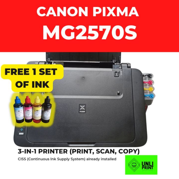 Canon Pixma MG2570s 3-in-1 Printer, Scanner, Copier (Continuous Ink ...