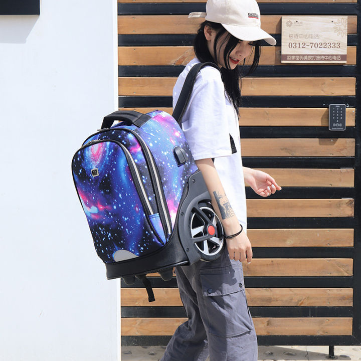 Quiet Large Wheel Luggage Backpack High Capacity Waterproof Anti ...