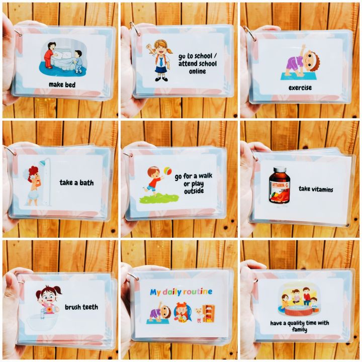 daily routine life skills educational laminated flash cards 30 pcs ...