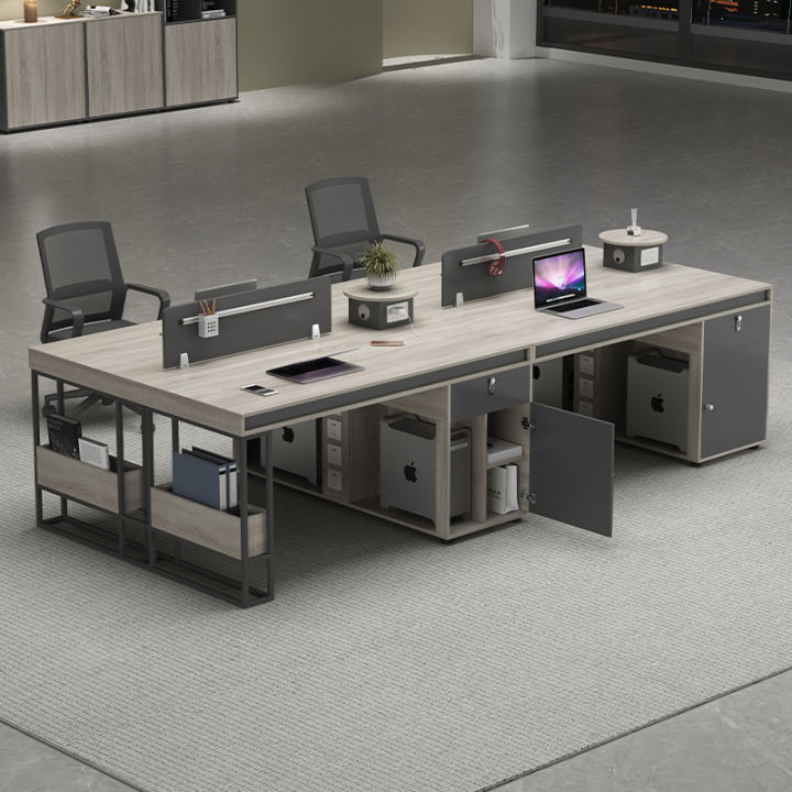 Office Desk And Chair Combination Computer Desk Four Person Row Company ...