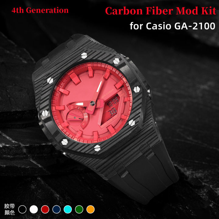Carbon Fiber Case with Rubber Strap for Casio G-Shock GA2100 and GA2110 ...
