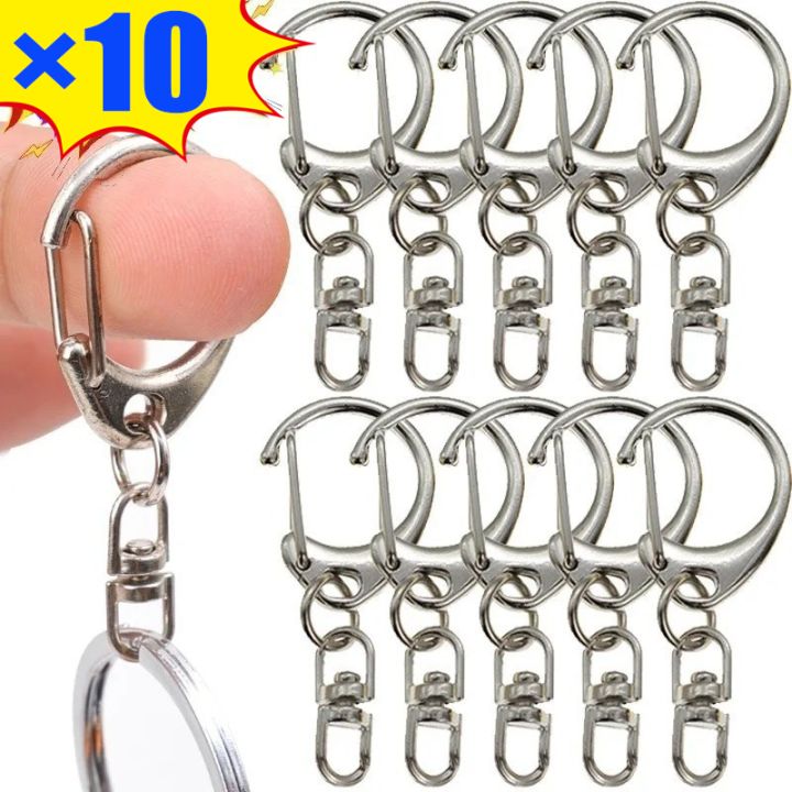 1/10Pcs Metal C-type 8 Shape Blank Keyring Silver Color Press Swivel ...
