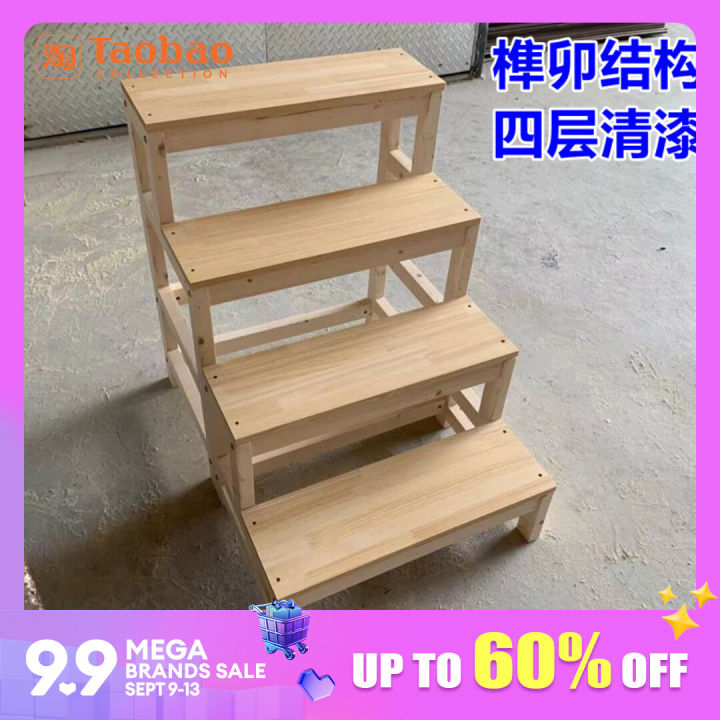 Solid Wood Ladder Stool Dual-Purpose Ladder Stool Solid Wood Stair ...