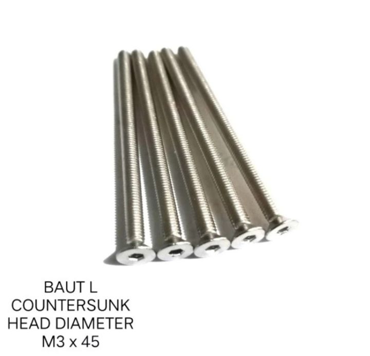 (11pcs) BAUT VERSENG M3 x 45 BAUT COUNTERSUNK SS304 BAUT L | Lazada ...