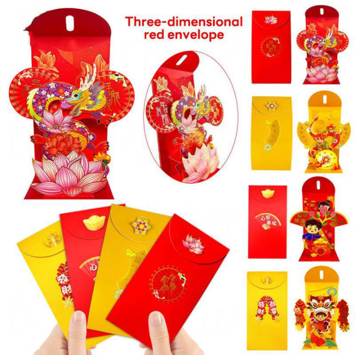New Year 3D Dragon Red Envelope CNY 2024 Angpao Creative Foldable ...