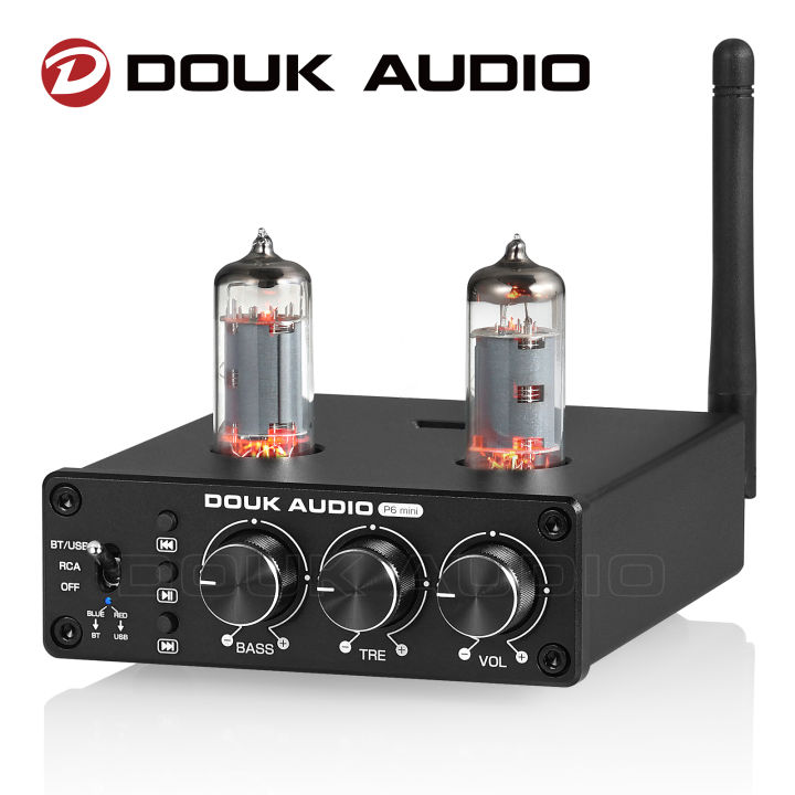 Douk Audio HiFi Bluetooth 5.0 Valve Tube Preamp Stereo Receiver USB Player Home Desktop Pre ...