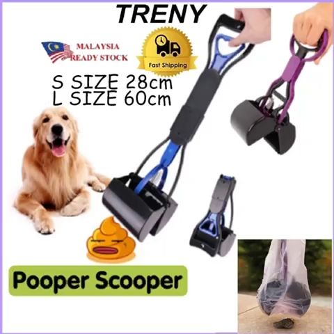 TRENY 60cm Pet Waste Poop Scooper Grabber Clean Pick Up Tools for Cat ...