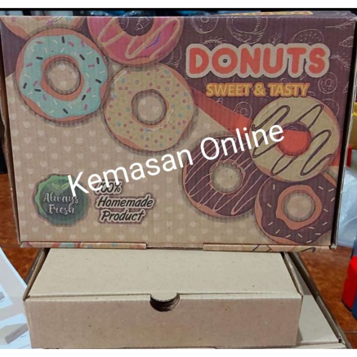 Dus Donat Printing uk isi 6 donat bahan eflute box donat isi 6 diecut box donat | Lazada Indonesia