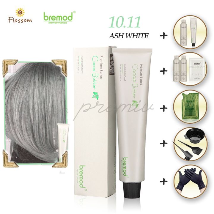 9Pcs Bremod Premium Series Cocoa Butter Hair Color Dye 10.11 Ash White ...