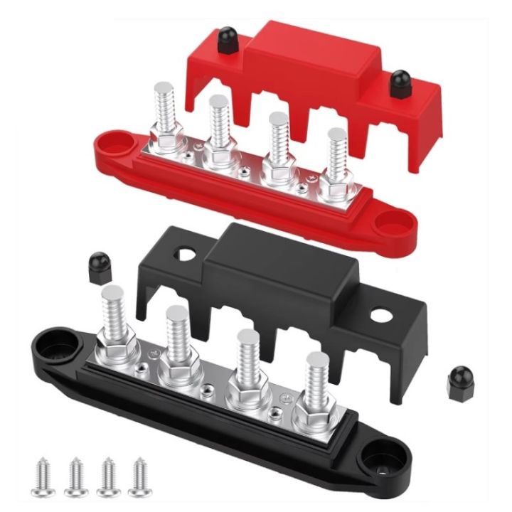 Marine Bus Bar 12V 250A Power Distribution Block 4 Posts Junction Block, M8 M10 Automotive ...