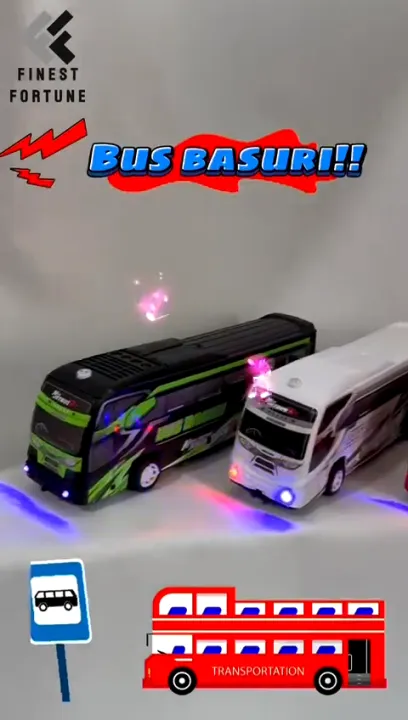 Mainan anak BUS BASURI TELOLET / bus lampu dan lagu / mainan mobil bus ...