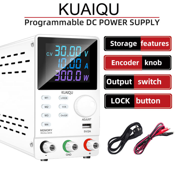KUAIQU Adjustable Laboratory DC Power Supply 30V 10A USB Main Voltage Control Desktop Variable ...