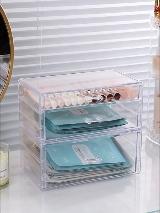 Mask Storage Box Transparent Drawer Stackable Organizer Portable ...