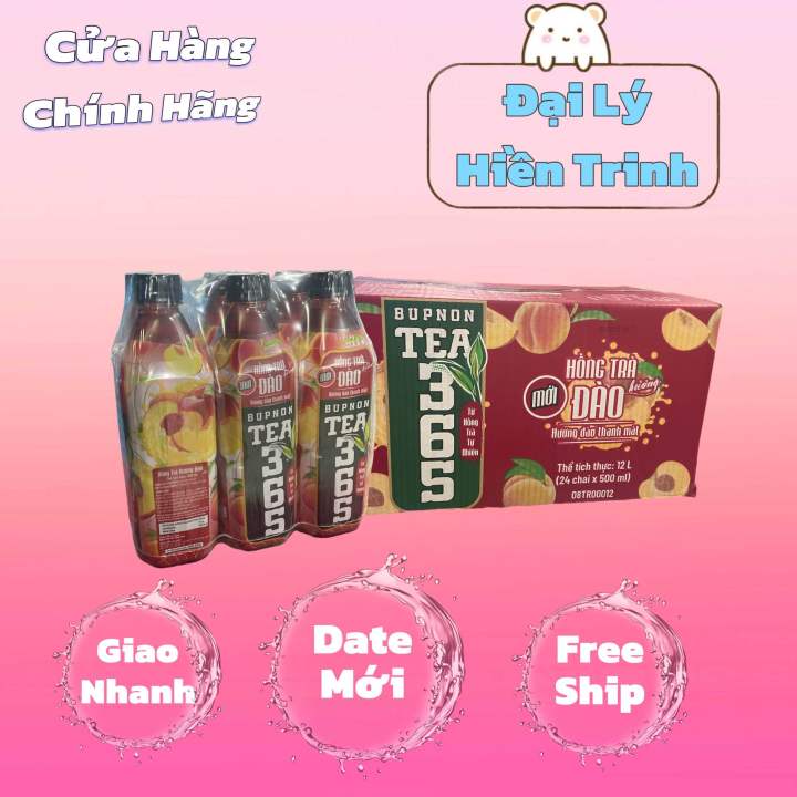 [ MỚI] Trà Tea 365 Hương Đào/Chanh Sả/Mật Ong Thơm Ngon Giải Khát (Thùng 24 Chai x 500ml ...