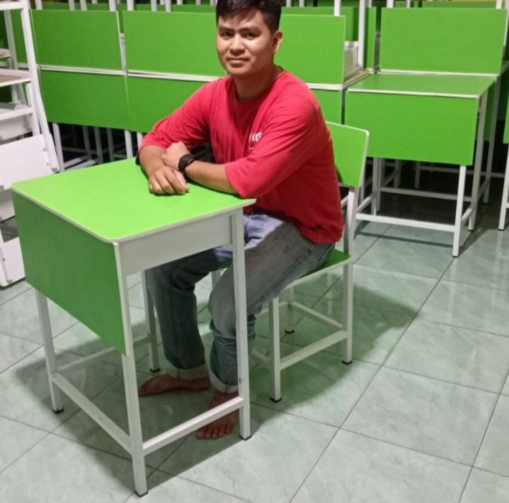 MEJA SEKOLAH MEJA BELAJAR MEJA siswa KURSI SEKOLAH meja besi | Lazada ...